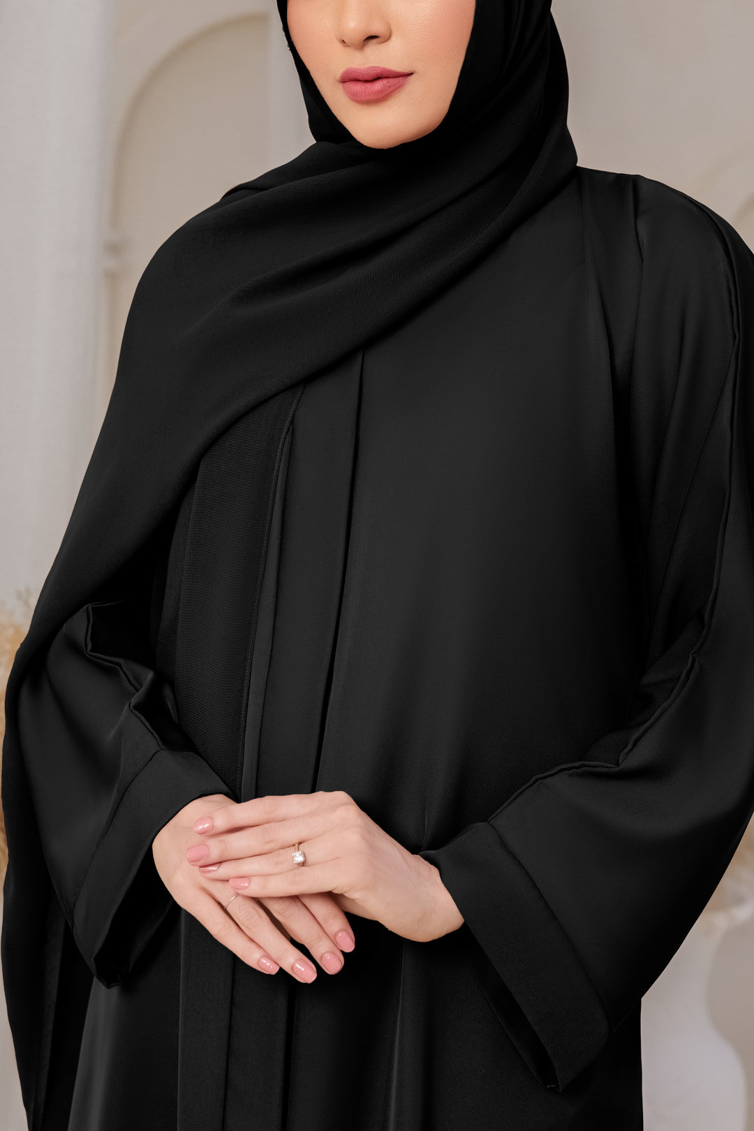 Black Front Open Abaya
