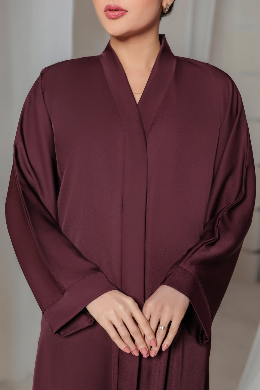 Maroon Front Open Abaya