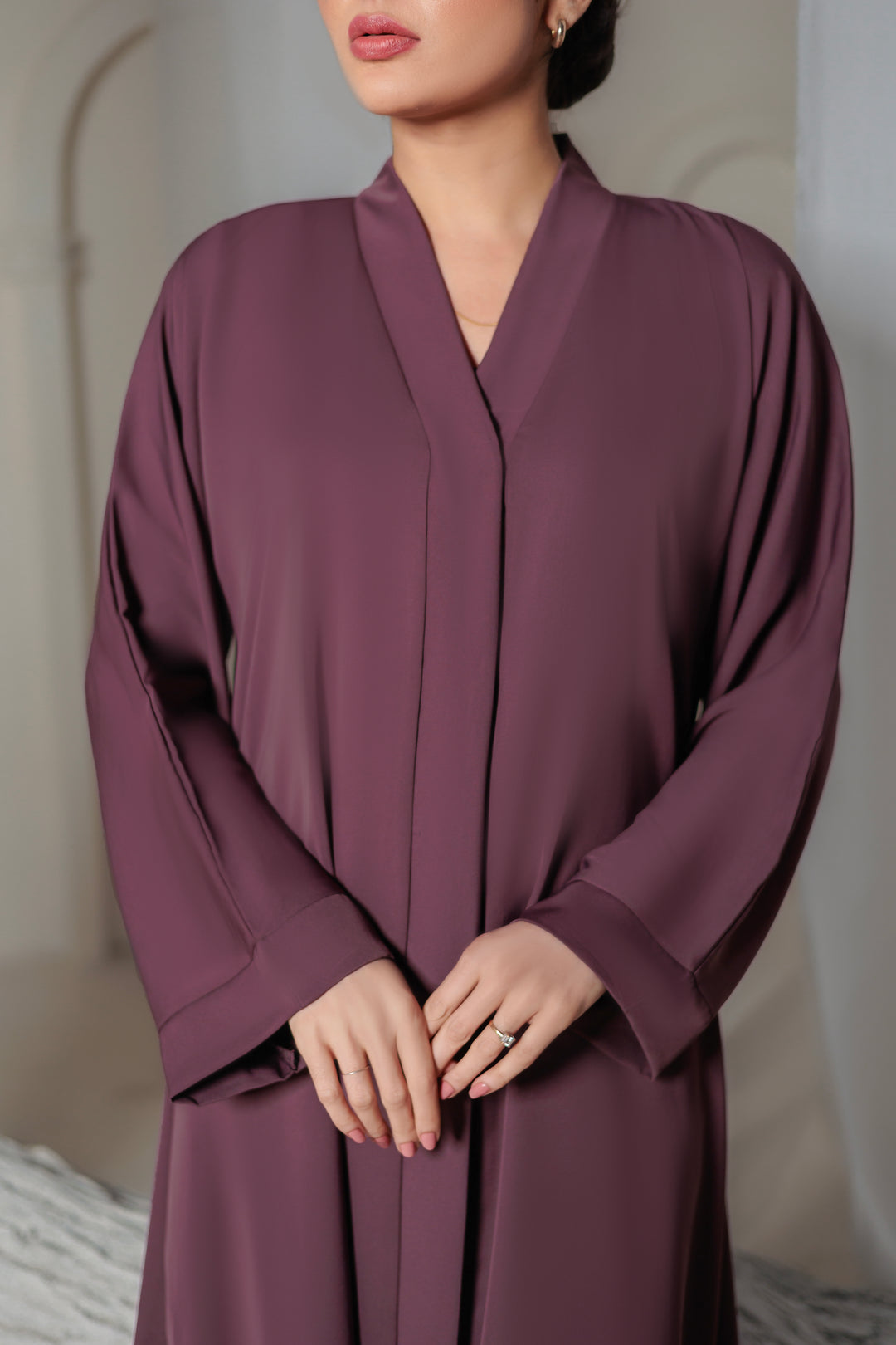 Maroon Front Open Abaya