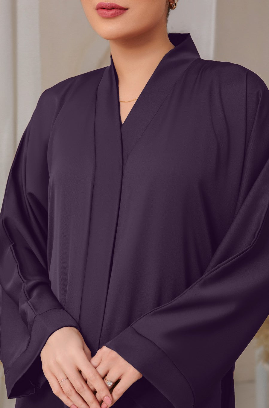 Purple Front Open Abaya